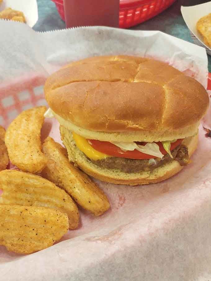 A classic burger with crispy fries proves Skeeter's doesn't put all its eggs in the hot dog basket.