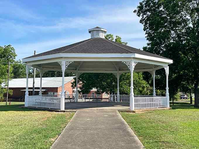 Centennial Park's gazebo stands ready for community gatherings, concerts, and good old-fashioned Southern socializing.