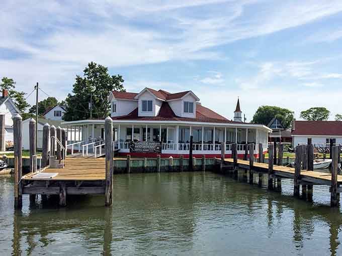 The Bayside Inn sits pretty on the water, ready to feed you like family at Sunday dinner.