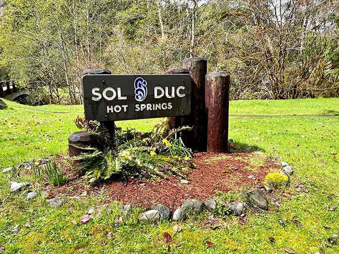This sign marks the gateway to healing waters that have been soothing weary souls for generations of visitors.