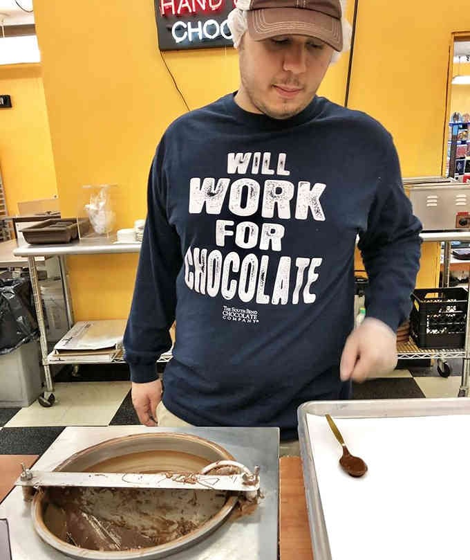 That shirt says it all: some of us really would work for chocolate, no questions asked.