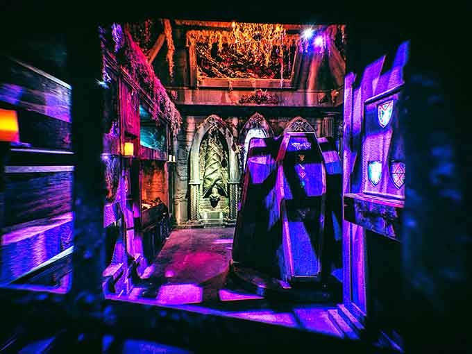 Gothic elegance meets vampire lore in this hauntingly beautiful room that Bela Lugosi himself would appreciate and admire.