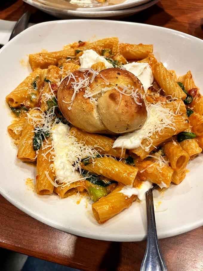Rigatoni pasta with burrata proves this place doesn't limit its talents to just breakfast excellence.