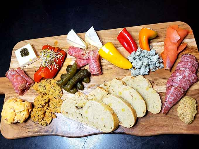 This charcuterie board is what happens when someone actually understands that variety is the spice of life and cheese.