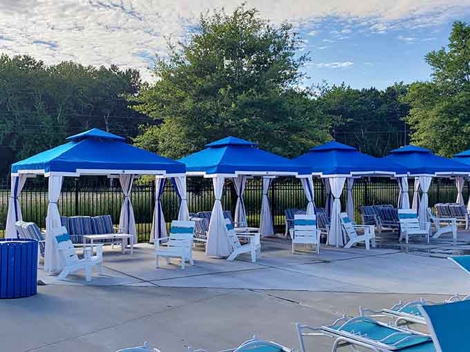 Cabanas offering shade and style, because sometimes you need a break from being a water park warrior.