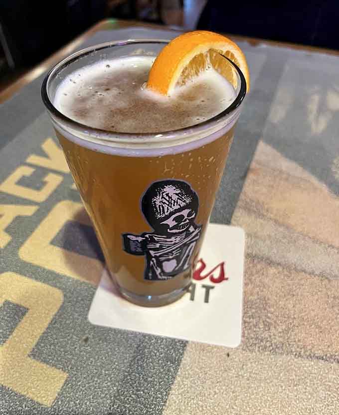 A cold beer with a citrus twist is the perfect companion for whatever deliciousness you've ordered.