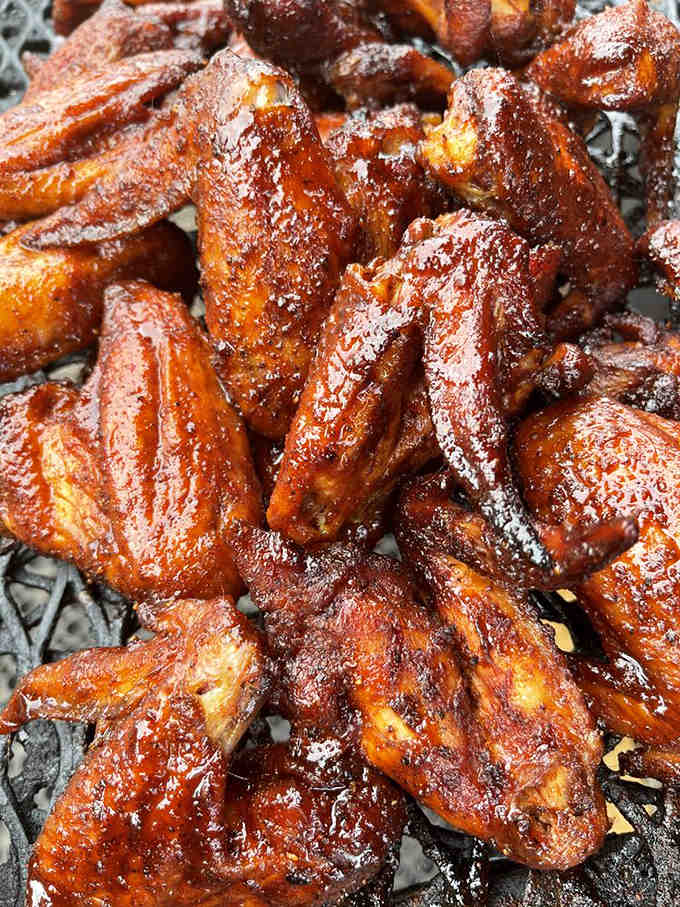 Smoked wings glazed to perfection, proving that chicken can absolutely hold its own at the barbecue table.