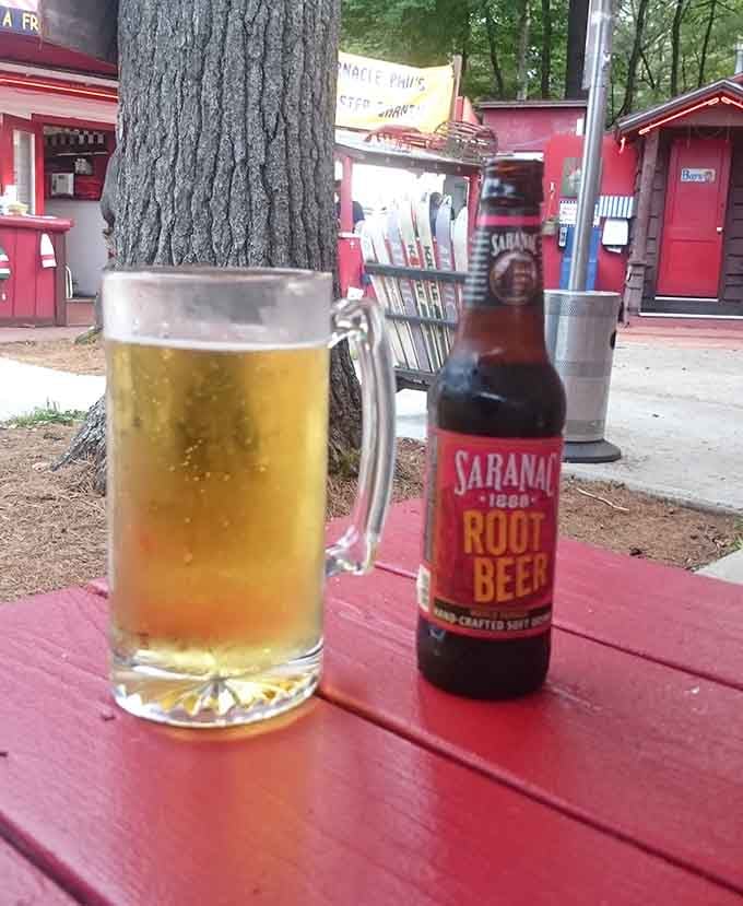 Saranac Root Beer pairs perfectly with mountain air and barbecue, the Adirondack trifecta of refreshment achieved.