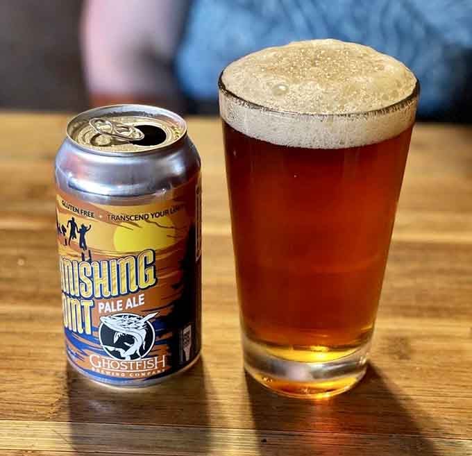 Local craft beer poured perfectly, ready to accompany whatever massive food decision you're about to make tonight.