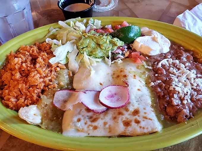 Enchiladas smothered in sauce and cheese, because subtlety has no place in comfort food done properly.