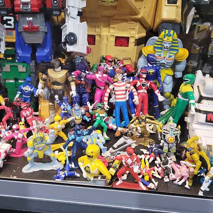 Power Rangers in every color imaginable, representing the era when teamwork meant coordinating your action figure battles perfectly.