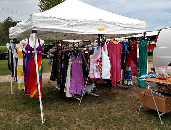 Handmade dresses swaying in the breeze, each one waiting to become someone's favorite summer outfit or festival statement piece.