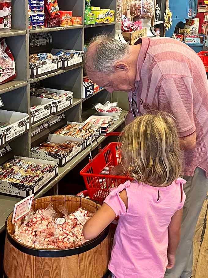 Generations united by the universal language of peppermint sticks and chocolate-covered everything, bonding over sweetness itself.