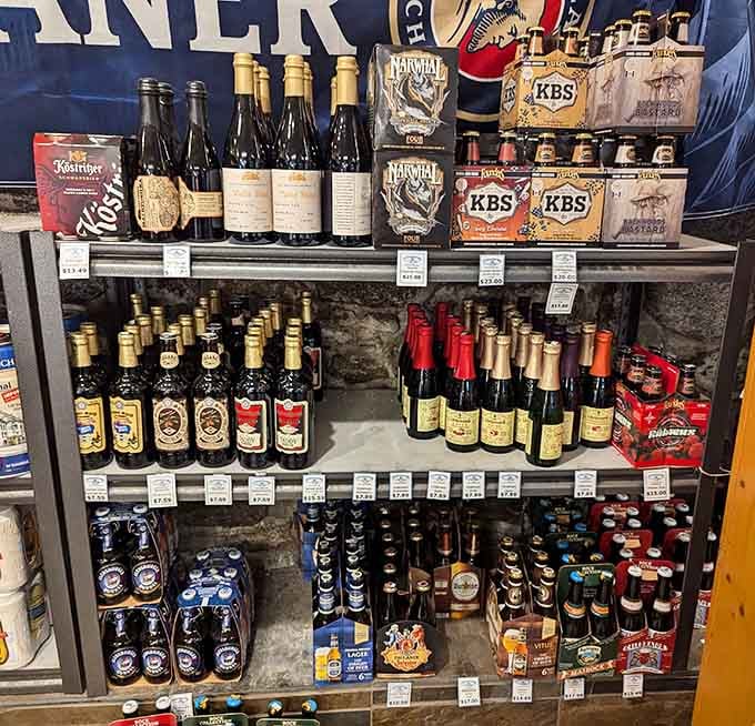 Local beers and wines lined up like the supporting cast that makes every cheese the star it deserves.