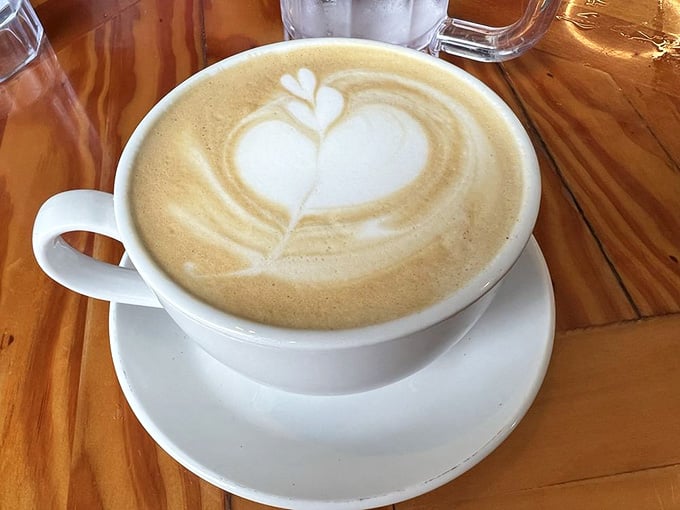 Even the coffee gets dressed up here, with latte art so pretty you'll hesitate before destroying it.