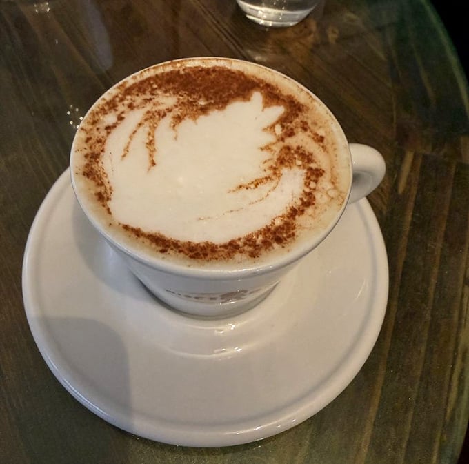 That Cheshire Cat grin in your cappuccino foam knows exactly what kind of morning you're having.