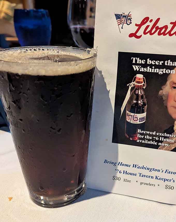 Even the beer comes with a side of history, because apparently everything tastes better with a Revolutionary War backstory.
