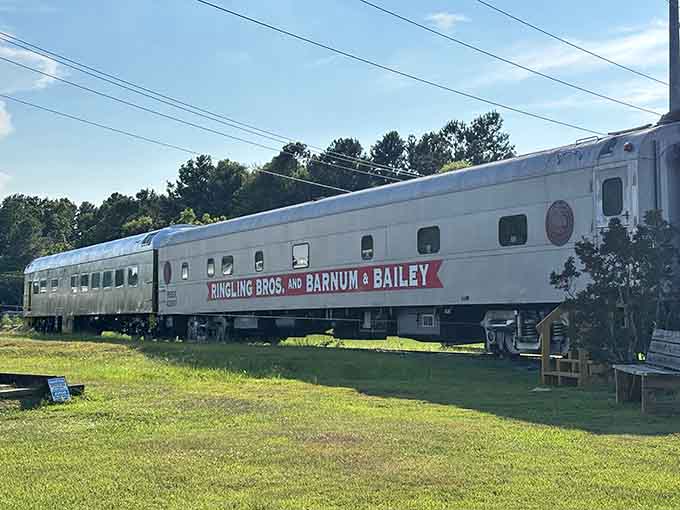 This Ringling Bros. and Barnum & Bailey car once carried circus dreams; now it carries railroad enthusiasts instead.