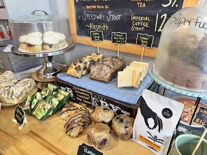 Housemade pastries and treats tempt from the counter, making it nearly impossible to leave without something sweet today.