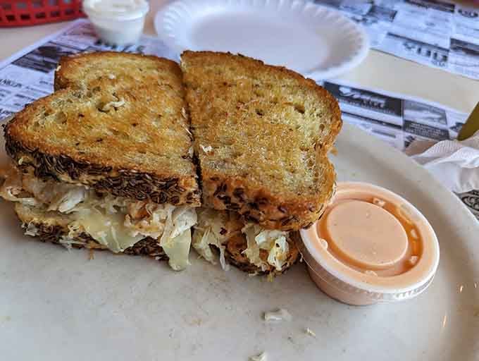 That turkey reuben on marble rye shows The Village Pump doesn't play favorites—everything gets the quality treatment.