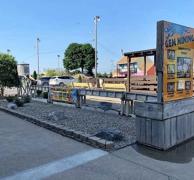 Gem mining stations invite young prospectors to sift through sand, discovering treasures they'll cherish for decades ahead.