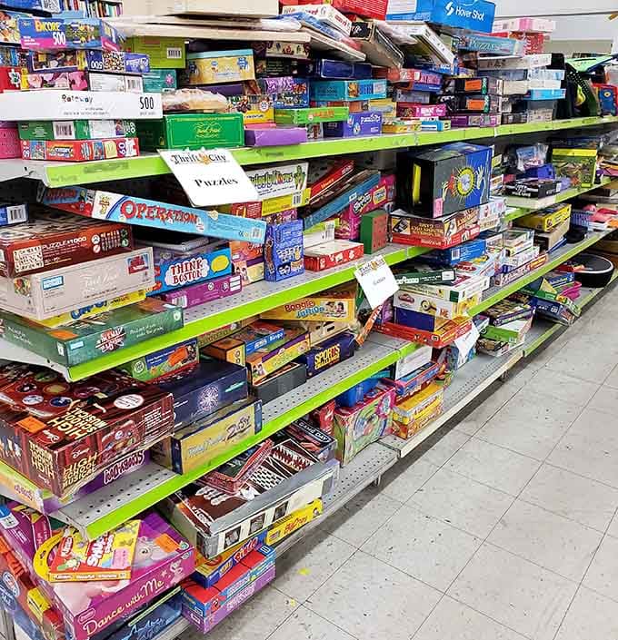 Board games stacked high promise family game nights without the guilt of full-price retail therapy.