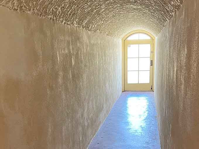 This barrel-vaulted hallway feels like walking through a time capsule with surprisingly good acoustics for humming show tunes.