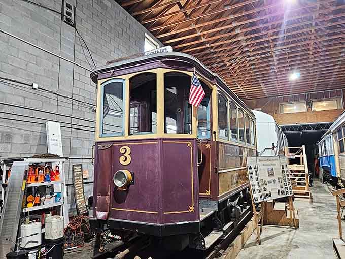 This purple charmer proves that trolleys came in every color, each one more photogenic than the last.