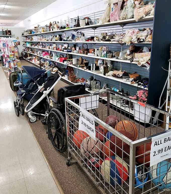 From strollers to decorative treasures, this aisle proves one person's spring cleaning is another person's shopping jackpot today.
