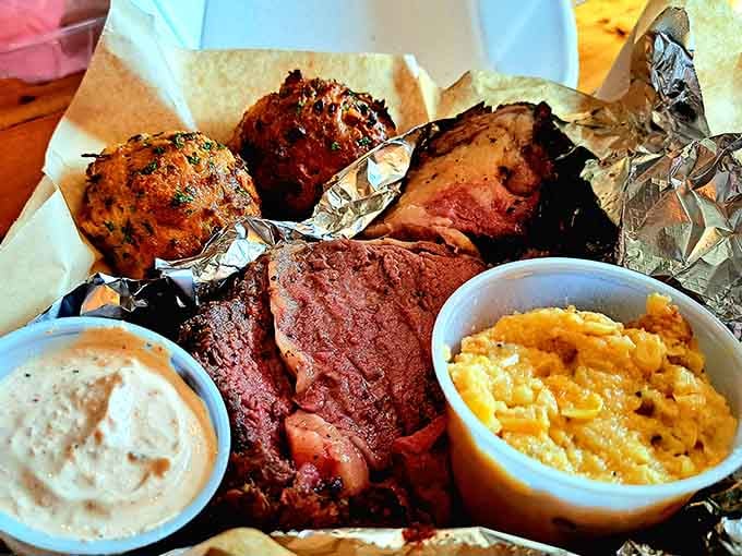 Brisket so tender it practically whispers sweet nothings to your taste buds through that beautiful bark crust.