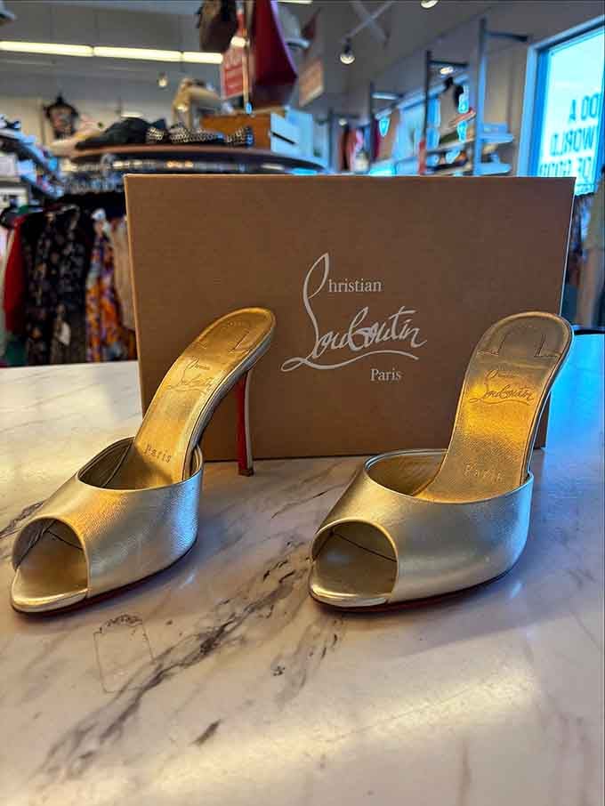 Christian Louboutin heels just casually hanging out, waiting to make someone's day infinitely better and their bank account happier.