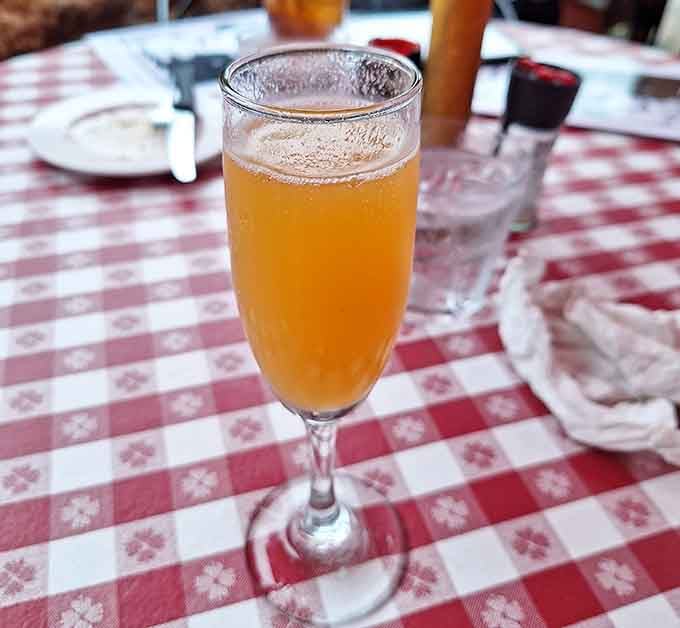 A mimosa that sparkles with the promise of a leisurely meal and absolutely zero regrets about your choices.