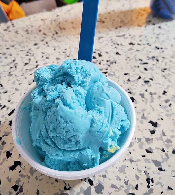 Bright blue ice cream proves that sometimes the most fun flavors are the ones that defy nature's color palette.