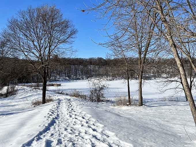 Winter transforms the landscape into a Currier and Ives print, hold the commercialism.