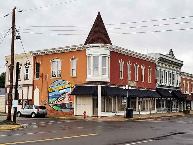 That corner turret building wears its Victorian details like jewelry, each architectural flourish telling stories of earlier times.