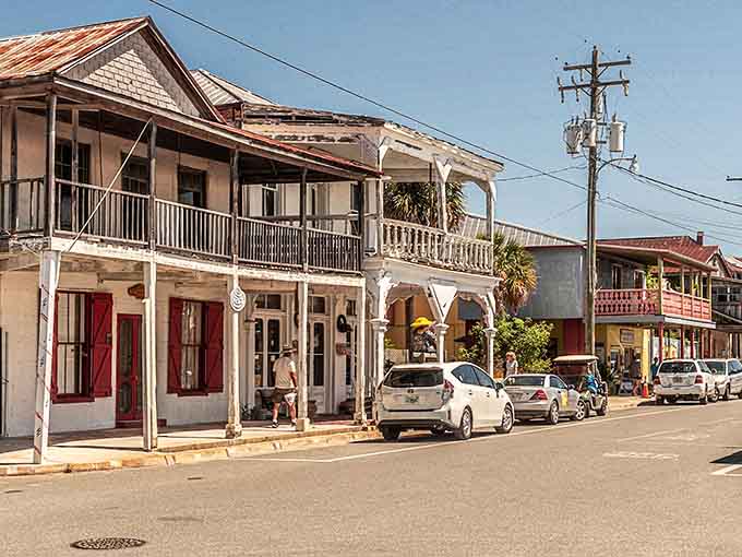 Cedar Key's weathered wooden balconies and tin roofs whisper tales of fishing boats, salt air, and unhurried island living.