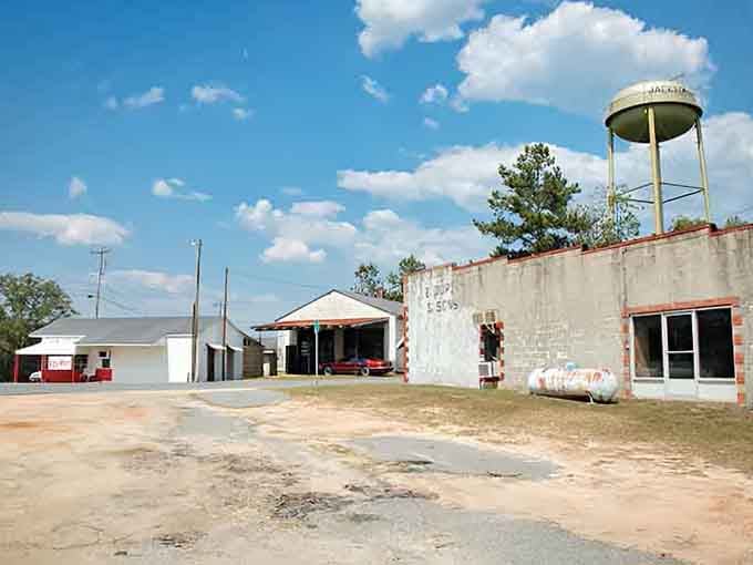 That water tower watches over town like a faithful sentinel, marking where community begins and ends.