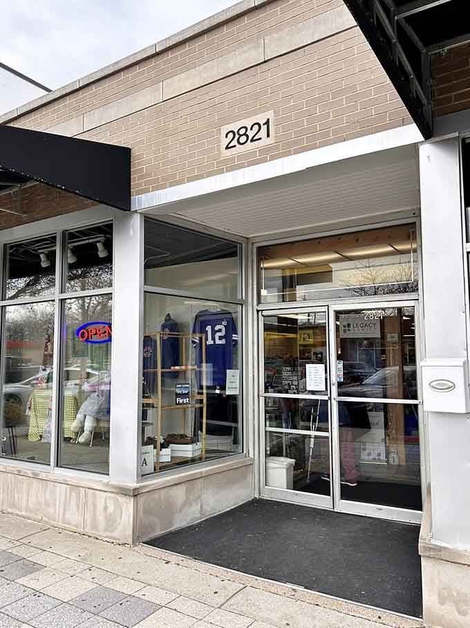 That prominent street number and glass storefront invite curious shoppers to discover what treasures hide behind those welcoming doors.