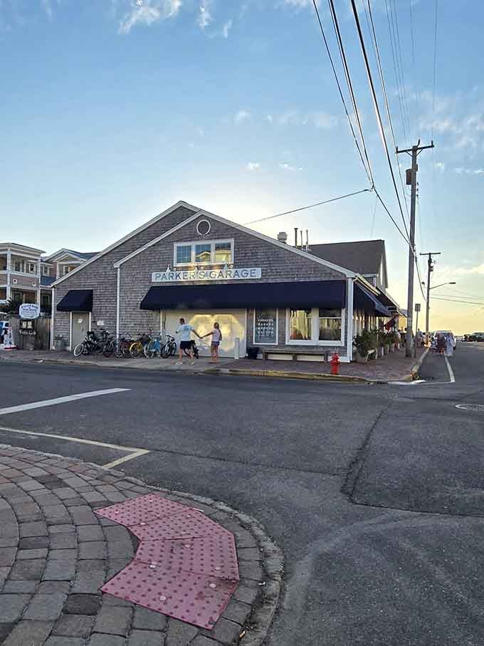 Golden evening light bathes this converted garage where oysters and coastal charm blend beautifully on every plate served.