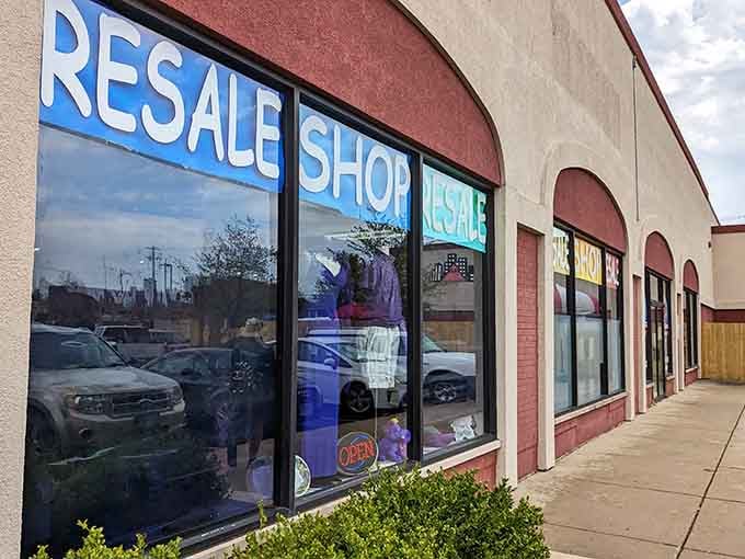 Colorful window displays catch your eye from the sidewalk, promising quirky finds and unexpected treasures waiting just inside.