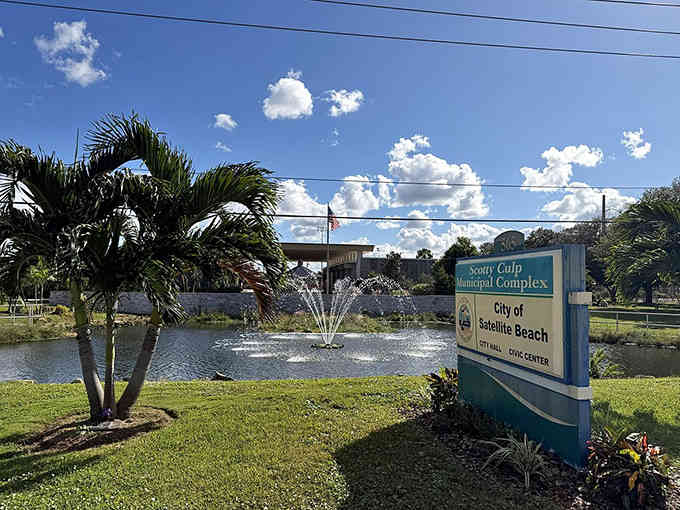 The municipal fountain welcomes you to a town that clearly takes pride in its public spaces and community spirit.