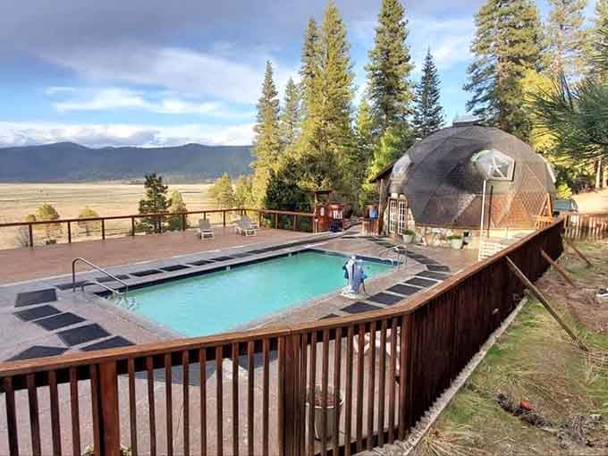 That geodesic dome isn't from a sci-fi movie; it's your portal to warm, mineral-rich mountain relaxation.