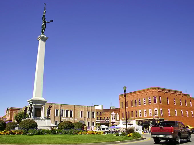 Under brilliant blue skies, the monument rises like an exclamation point celebrating history, heritage, and hometown pride.