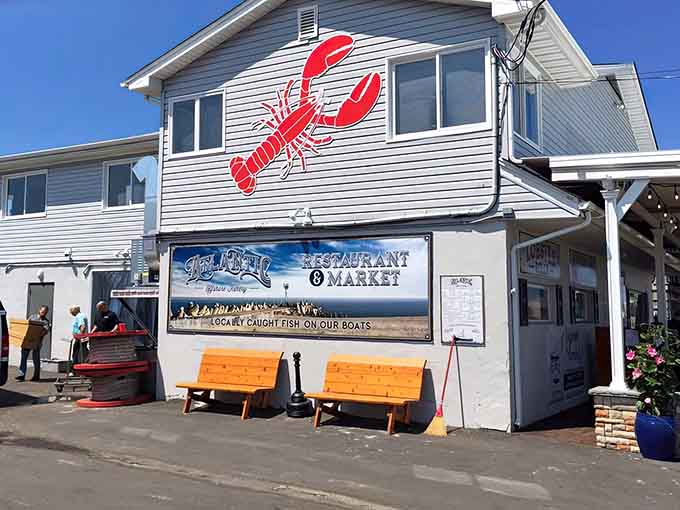 Wooden benches invite you to sit and savor the anticipation before diving into locally caught fish from their very own boats.