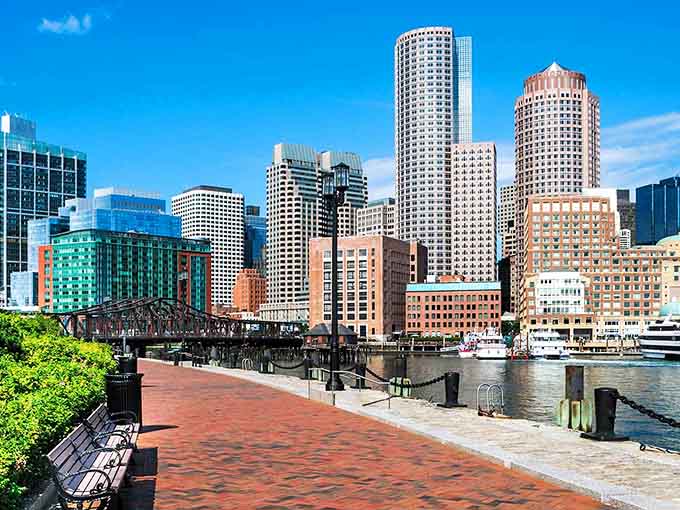 Boston's skyline rises where history happened, mixing glass towers with waterfront charm like old friends at a reunion.