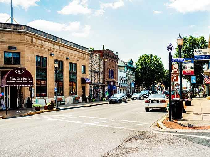 Tree-lined streets and welcoming storefronts create the kind of town where strangers become regulars after one visit.
