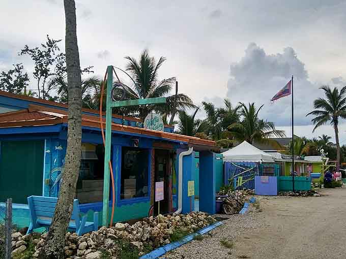 Turquoise buildings and swaying palms capture that laid-back island vibe where artists and fishermen share the same sunset.