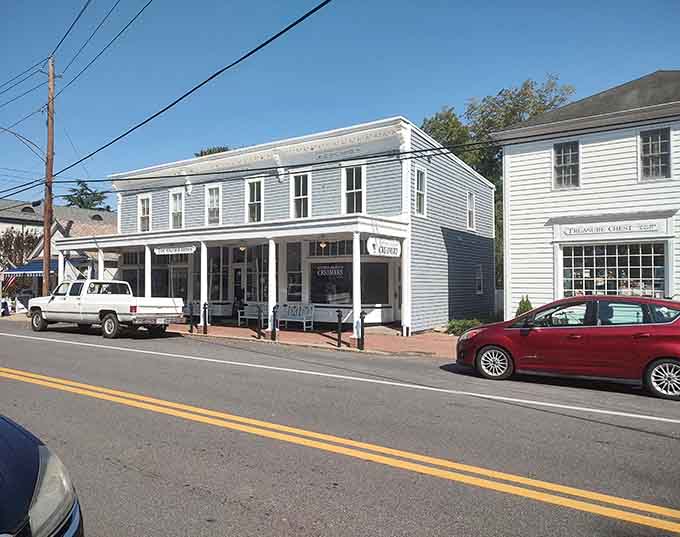 White clapboard buildings line Oxford's quiet streets, preserving a slice of colonial Maryland in pristine condition.