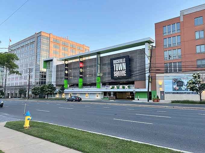 Rockville Town Square's sleek facade proves suburban cities can have sophisticated urban hearts that welcome everyone warmly and safely.