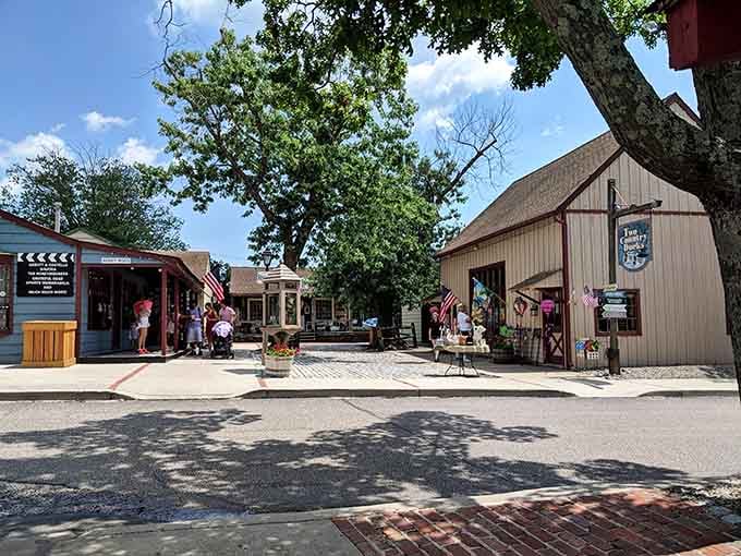 Patriotic flags wave above this recreated village where nostalgia isn't just welcomed&mdash;it's the main attraction and specialty.